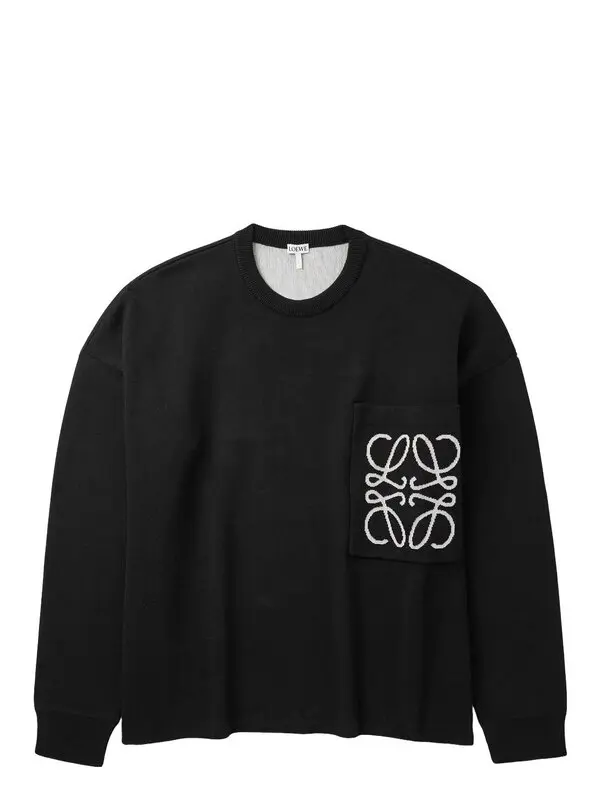 Loewe Anagram Intarsia Knitted Sweater - Black