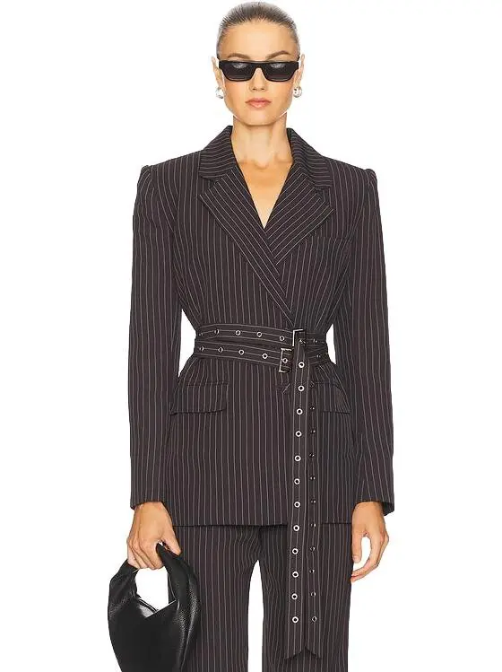 NONCHALANT LABEL Axel Blazer - Gray & White Stripe