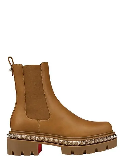 CHRISTIAN LOUBOUTIN St Emilia Pyraclou Flat Leather Boots - Terra