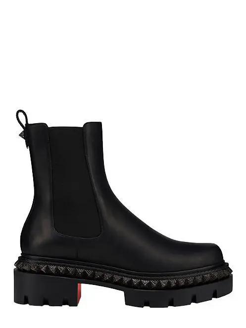 CHRISTIAN LOUBOUTIN St Emilia Pyraclou Flat Leather Boots - Black