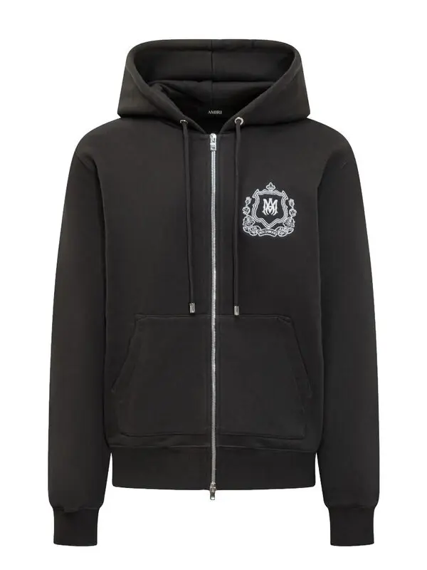 Amiri Hooded Zip-up Sweatshirt - Black