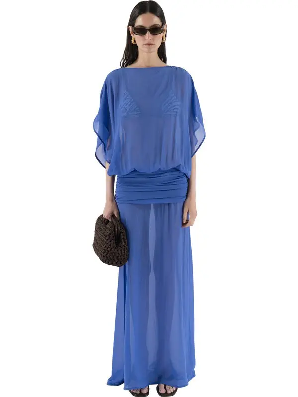 Arakii Low Waist Silk Maxi Dress - Cobalt Blue