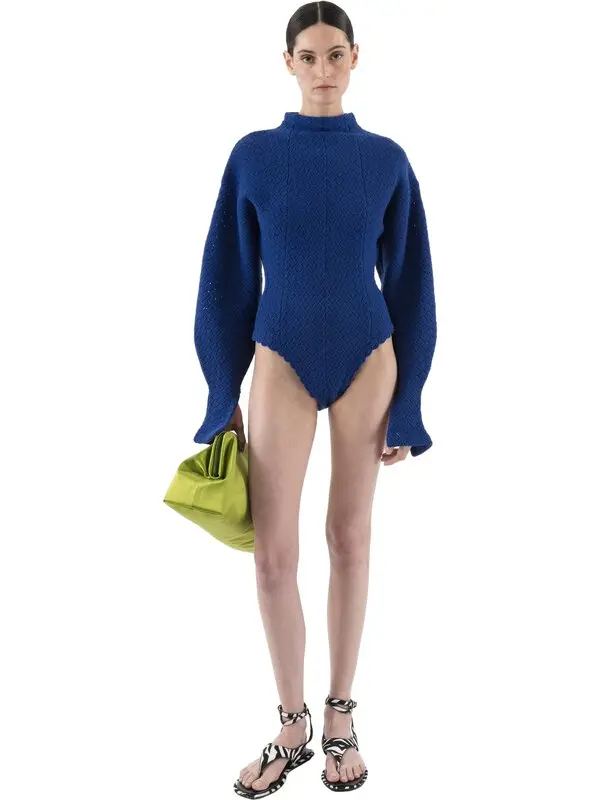 Arakii Crochet Long Sleeve Playsuit - Cobalt Blue
