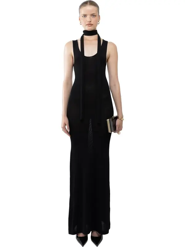 Arakii Moment Scarf Maxi Dress - Black