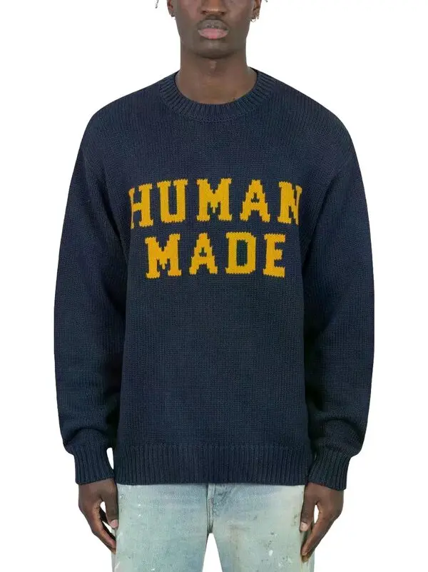 HUMAN MADE Crew-neck Cotton Sweater - Blue