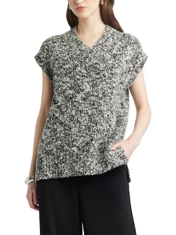 Nordstrom Merino Wool Blend Sweater Vest - Black Ivory Marl