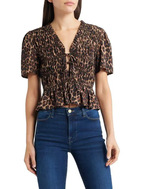 Rails Portia Shirred Top - Brown Nala