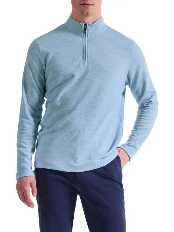 Bugatchi Houndstooth Quarter Zip Top - Air Blue