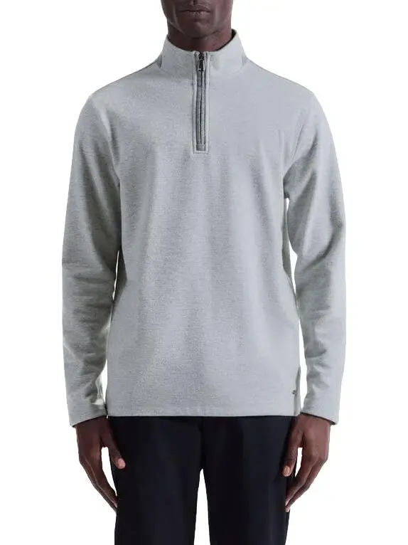 Bugatchi Houndstooth Quarter Zip Top - Cement