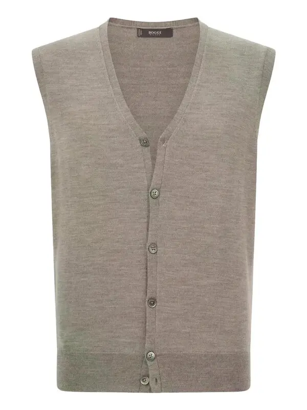 Boggi Milano Merino Wool Vest - Grey
