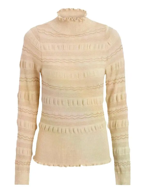 MARIE OLIVER Adison Ruffled High-neck Wool Jumper - Neutrals