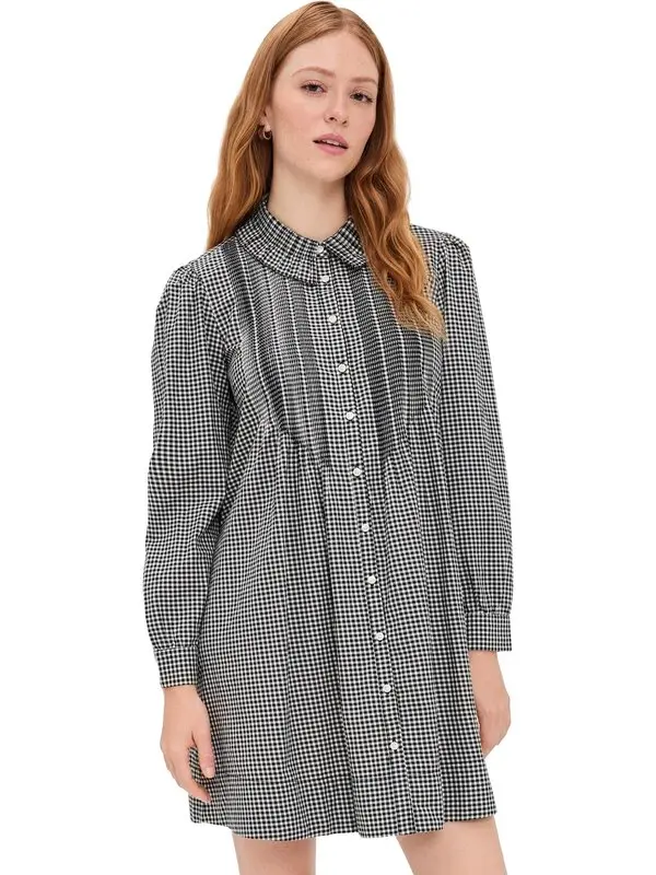 Birds Of Paradis Gingham Check Mini Dress - Onyx Check