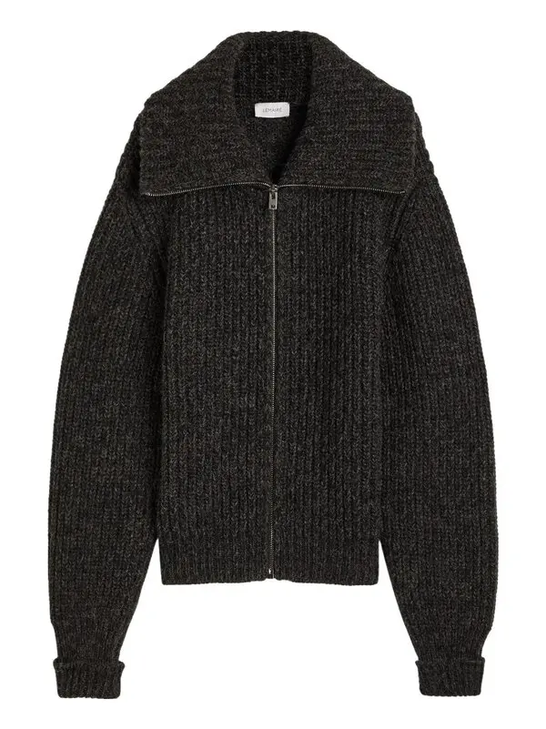 LEMAIRE Zipped Ribbed Alpaca-blend Cardigan - Brown