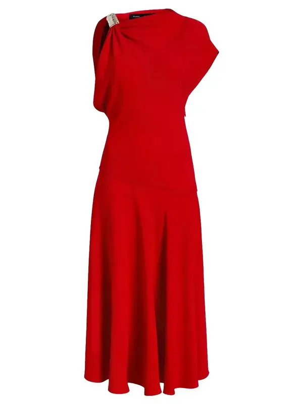 Proenza Schouler Draped One-shoulder Midi Dress - Red