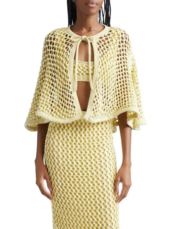 DIOTIMA Crystal Mesh Crochet Capelet - Butter