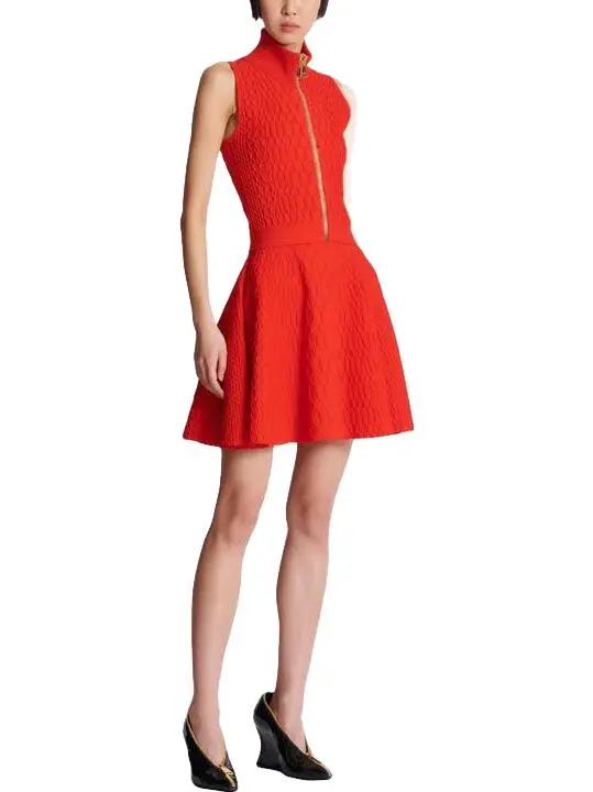 Balmain Sleeveless Crocodile-knit Top - Red