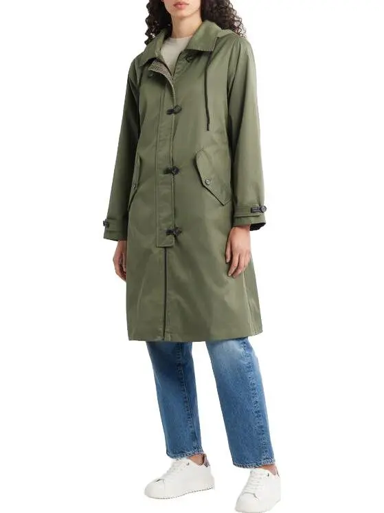 Bernardo Longline Hooded Raincoat - Olive