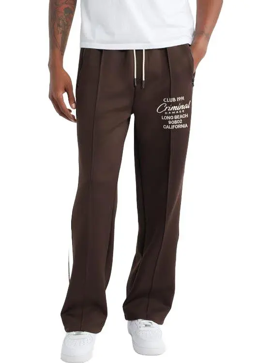 CRIMINAL DAMAGE Pintuck Track Pants - Chocolate/off White