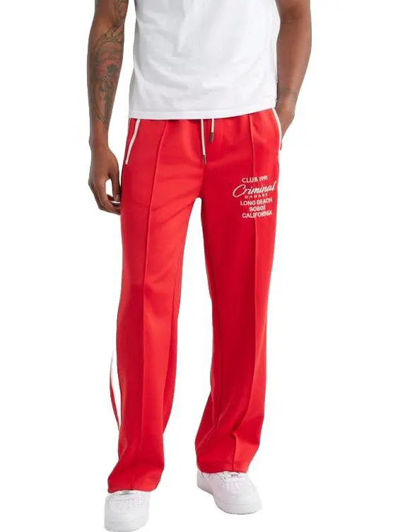 CRIMINAL DAMAGE Pintuck Track Pants - Red/ecru