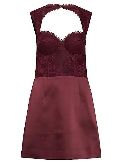 Rebecca Vallance Avalon Lace-embroidered Woven Mini Dress - Wine