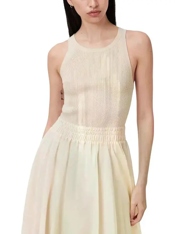 All Saints Ribbed Knit Smocked-waist Dress - Neutrals