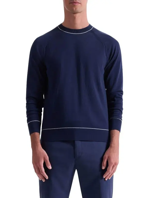 Bugatchi Tipped Cotton-blend Crewneck Sweater - Navy