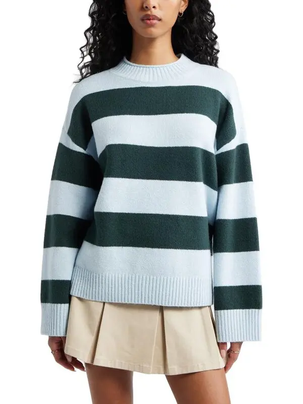 Bp. Cotton Blend Sweater - Blue- Green Suri Stripe