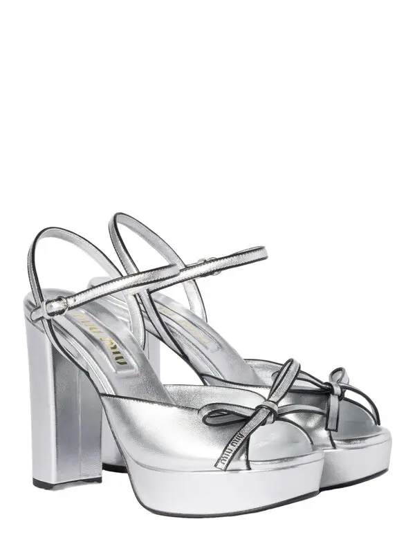 Miu Miu Mordoré Nappa Leather Platform Sandals - Silver/black