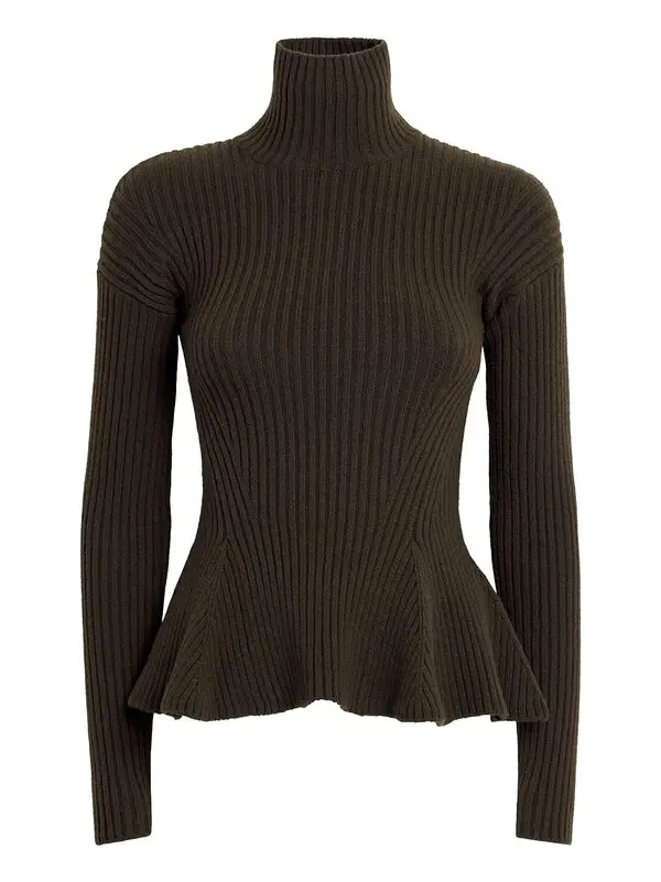 Max Mara Wool-blend Peplum Sweater - Green