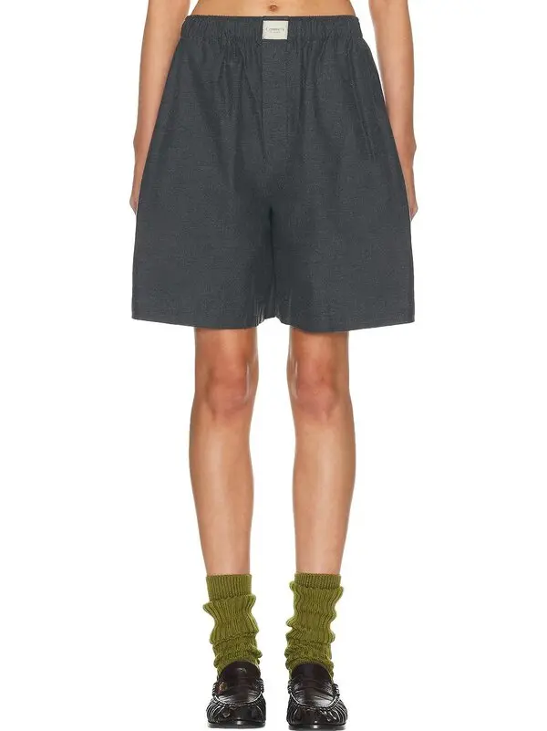 Comme Si La Boxer Bermuda Flannel Short - Dark Grey Twill