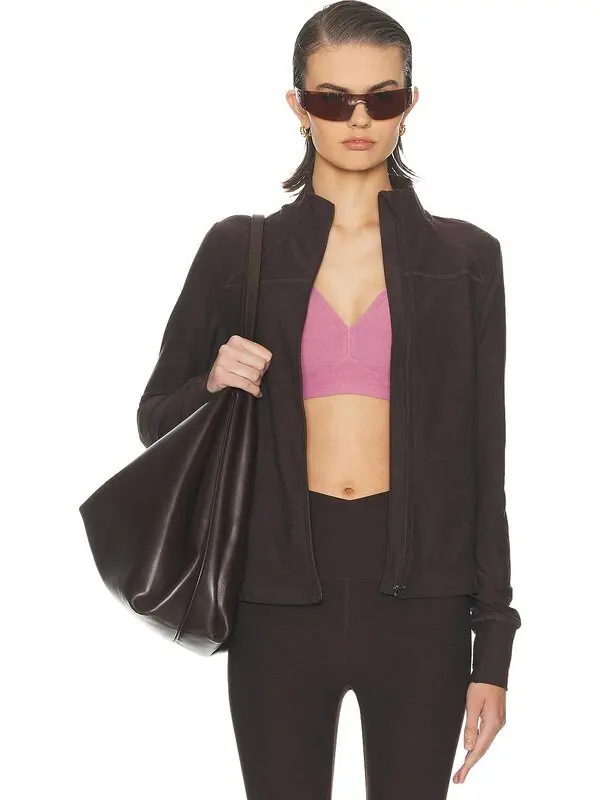 Beyond Yoga Spacedye Trails Active Jacket - Dark Chocolate Heather