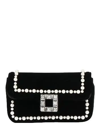 ROGER VIVIER Velvet Clutch With Appliqués - Black