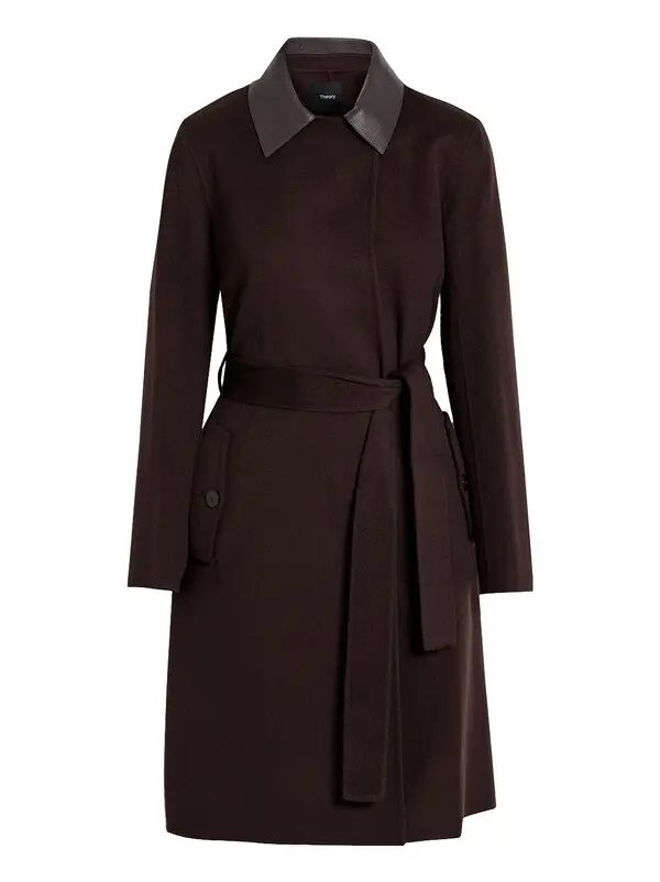 Theory Wool And Cashmere-blend Felt Coat - Dark Brown