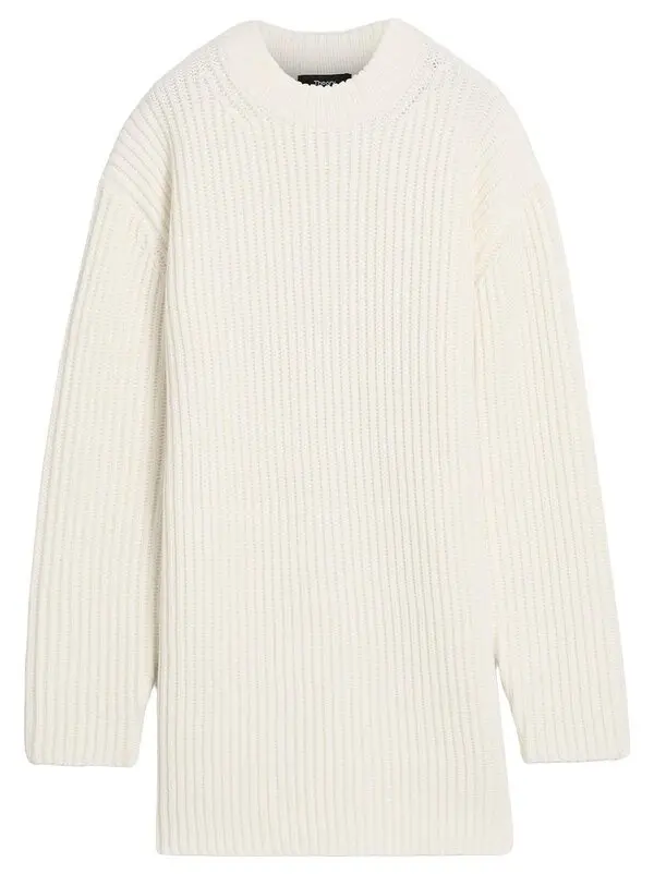 Theory Ribbed Merino Wool Mini Dress - Ivory