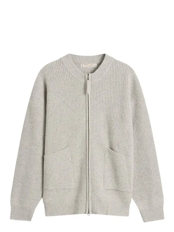 FRIZMWORKS Wool Deck Zip Cardigan - Light Gray