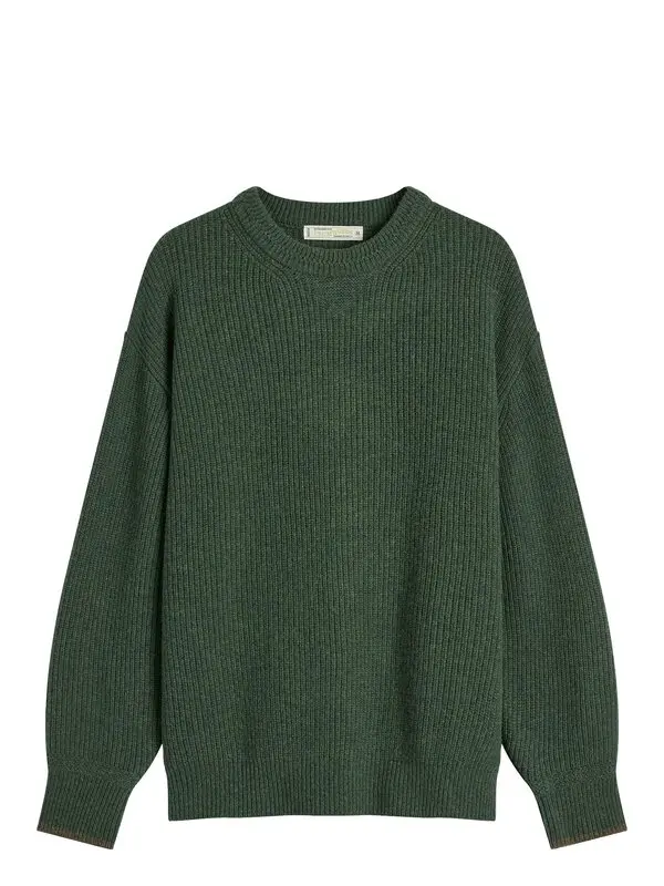 FRIZMWORKS Patch Round Knit Jumper - Forest Green