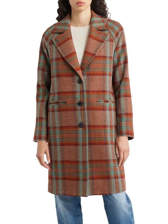 Pendleton Oregon Plaid Wool Overcoat - Brick Multi Plaid