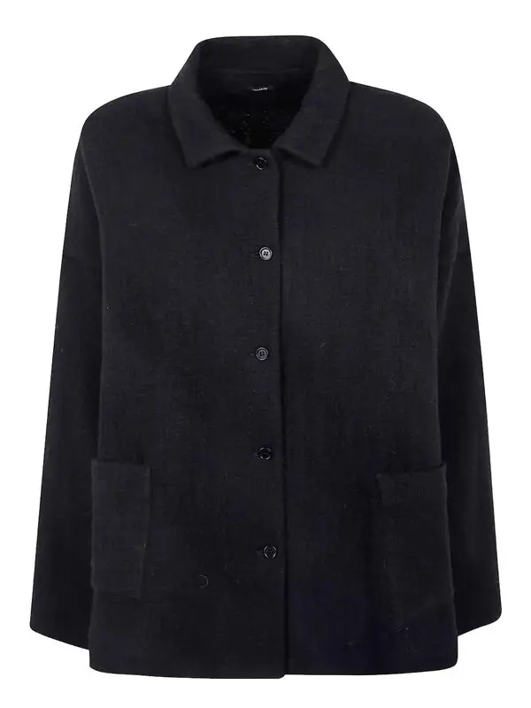 Apuntob Button-front Jacket With Patch Pockets - Black