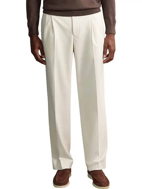 REISS Arden Relaxed Fit Twill Trousers - Ecru