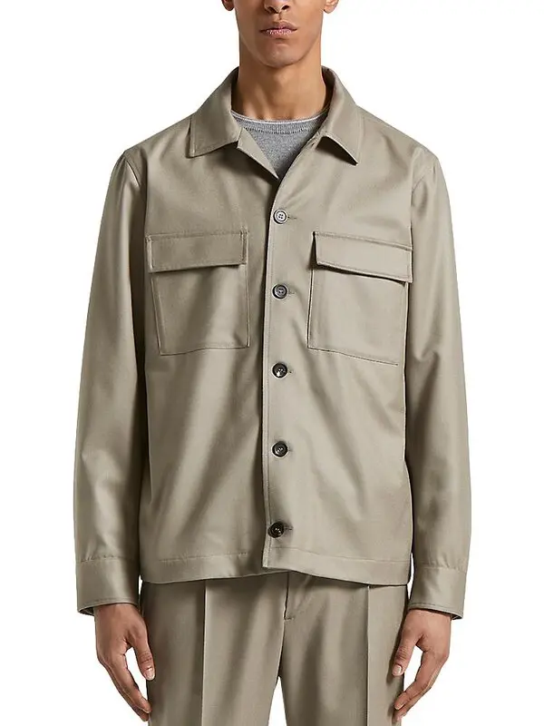 Peserico Wool Button Jacket - Bark Brown