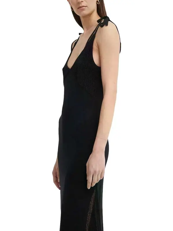 AERON Tie-strap Knit Midi Dress - Black