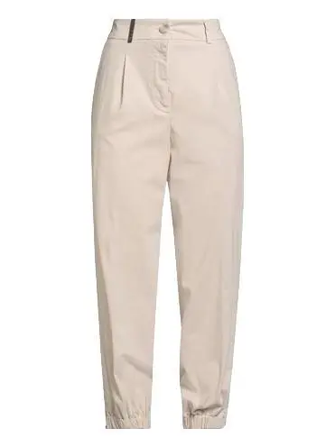 Peserico Tapered Twill Pants With Leather Trims - Beige