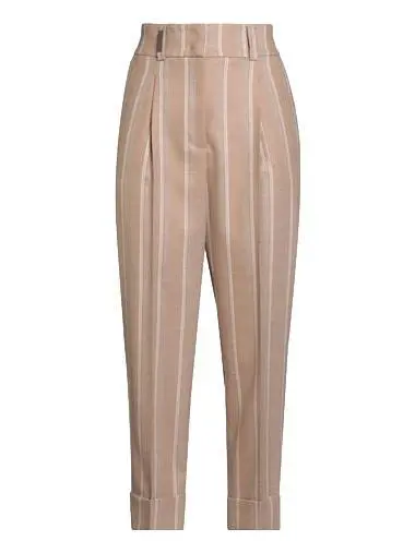 Peserico Striped Virgin Wool Blend Tapered Pants - Beige