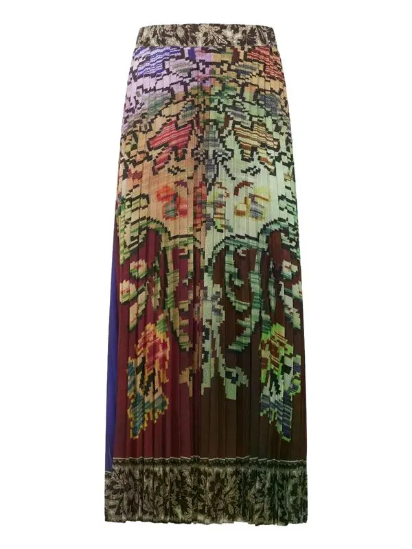 PIERRE-LOUIS MASCIA Pleated Floral-print Skirt - Brown
