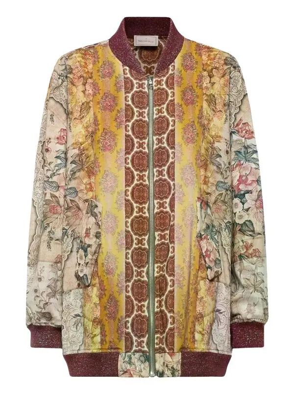 PIERRE-LOUIS MASCIA Floral Panel Bomber Jacket - Brown