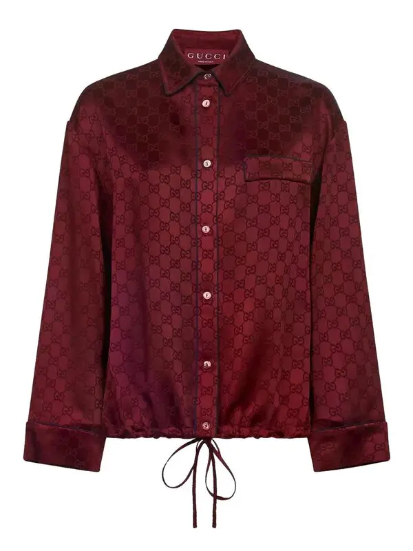 Gucci Gg-pattern Drawstring Shirt - Red