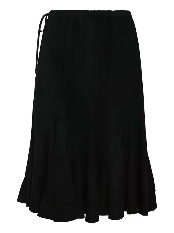 Yohji Yamamoto Drawstring Ruffled Skirt - Black