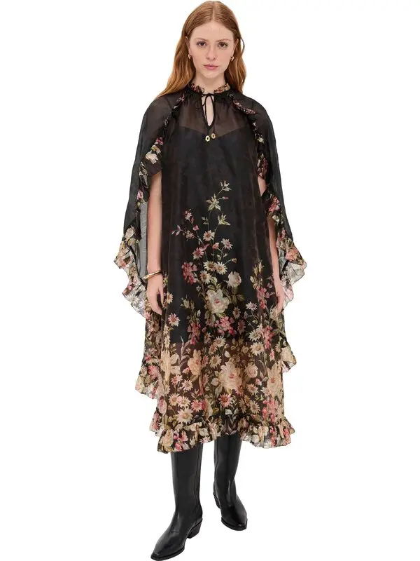 Sea Jolie Print Caped Midi Dress - Multi