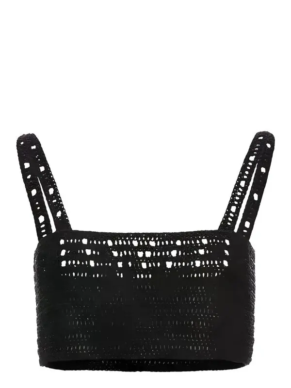 Magda Butrym Crochet Cropped Top - Black