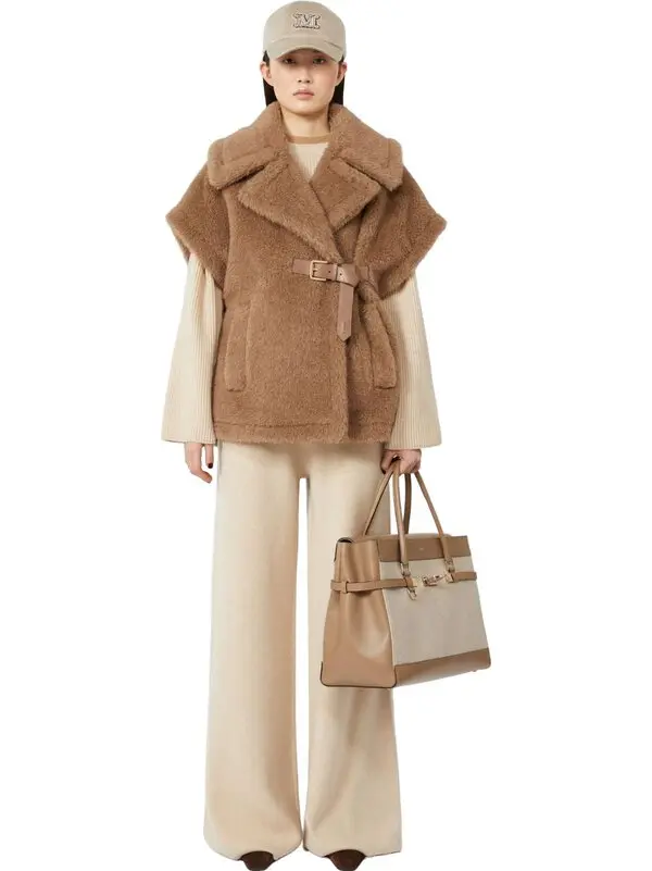 Max Mara Alpaca And Cashmere Teddy Cape - Bronze